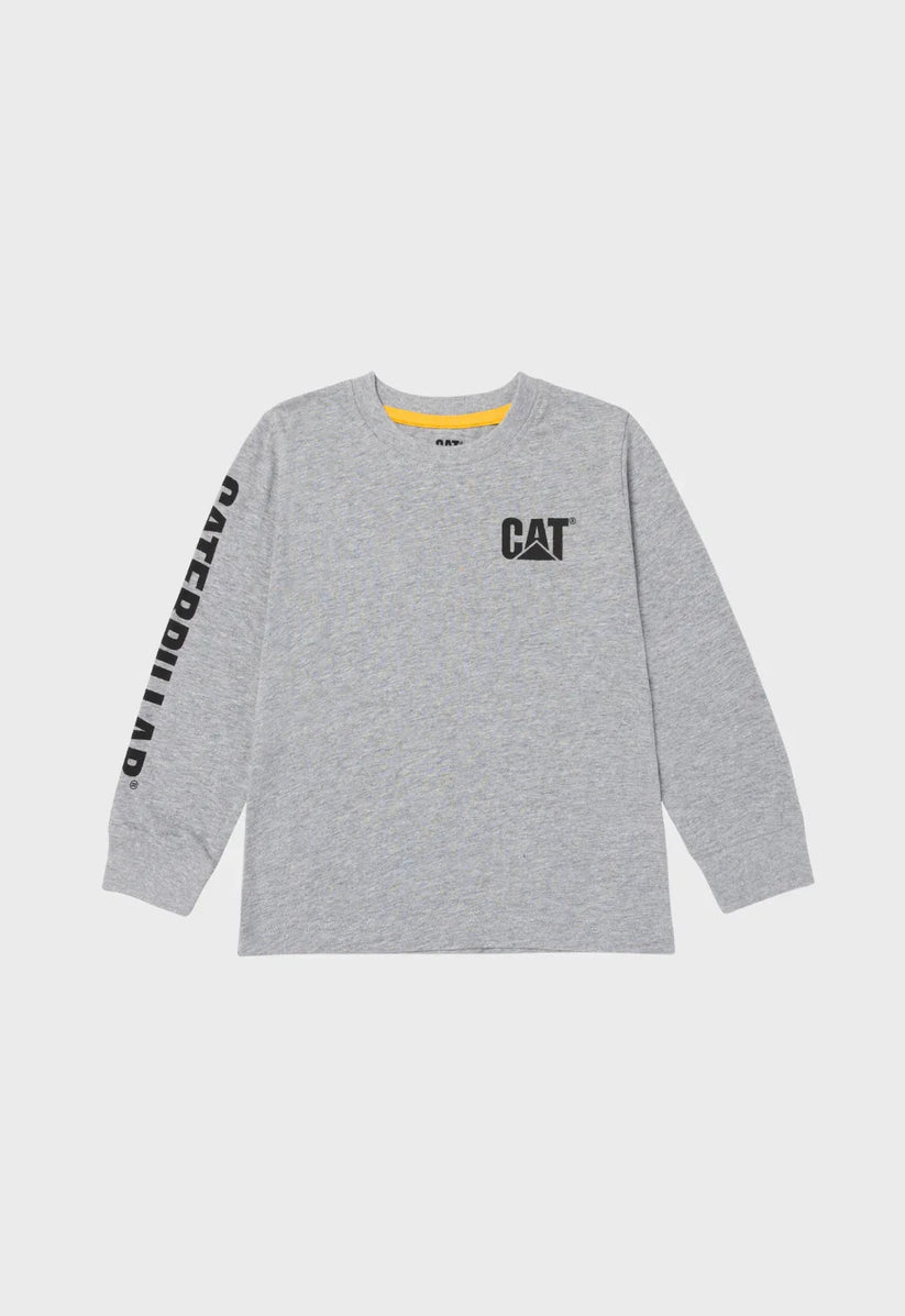 CAT Kids L/S Banner Tee - Heather Grey – CAT Workwear Australia